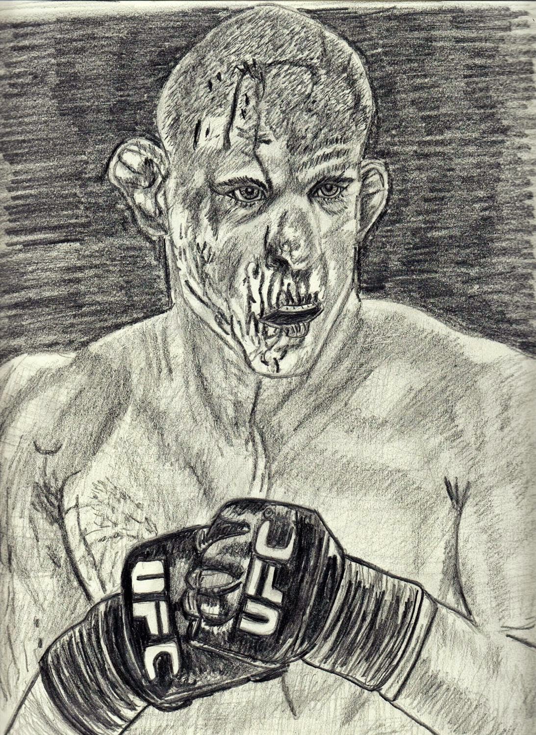 MMA Cartoon: Joe Lauzon pencil drawing