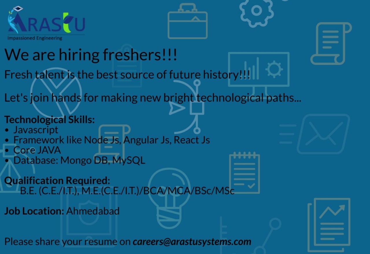 ARASTU - Hiring for Freshers ( B.E / M.E / BCA / MCA / B.Sc / M.Sc) - JOB ALERTS HUB