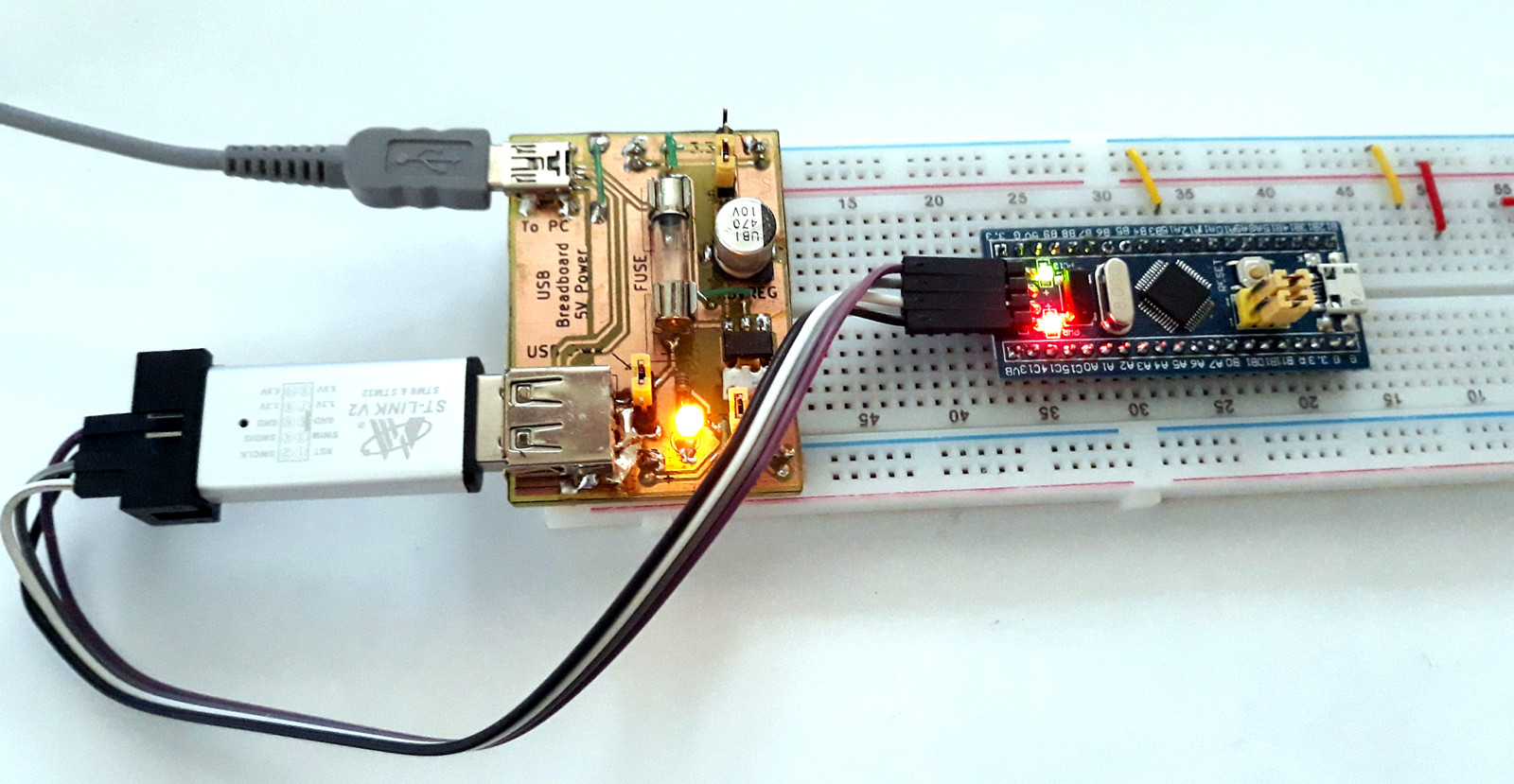 USB Power Supply for Breadboard · One Transistor