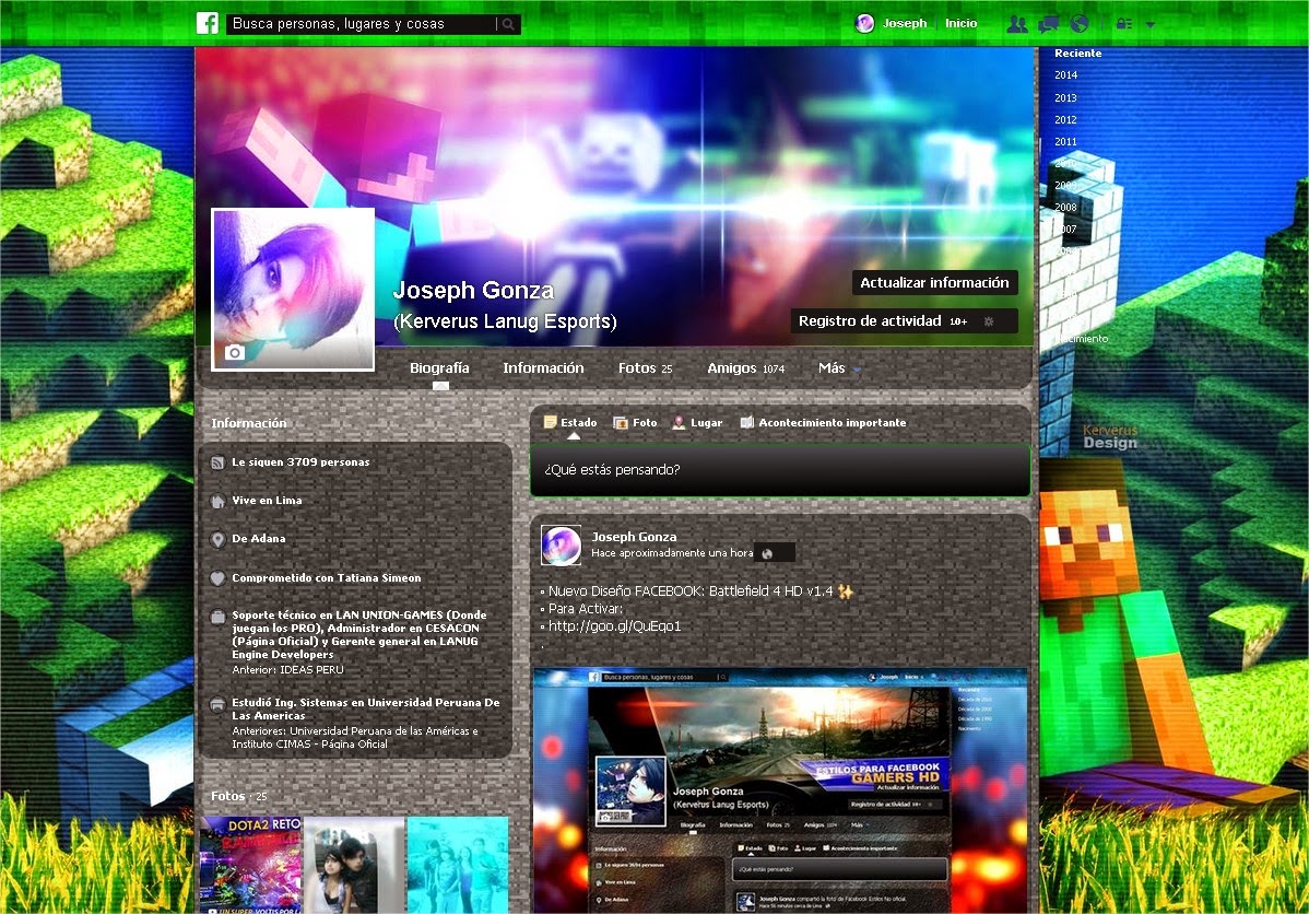 Activar Facebook Estilo Minecraft v2 | Facebook Activar Estilos