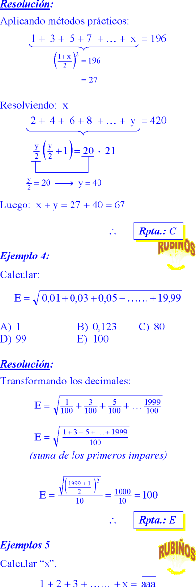 SUMATORIAS EJERCICIOS RESUELTOS