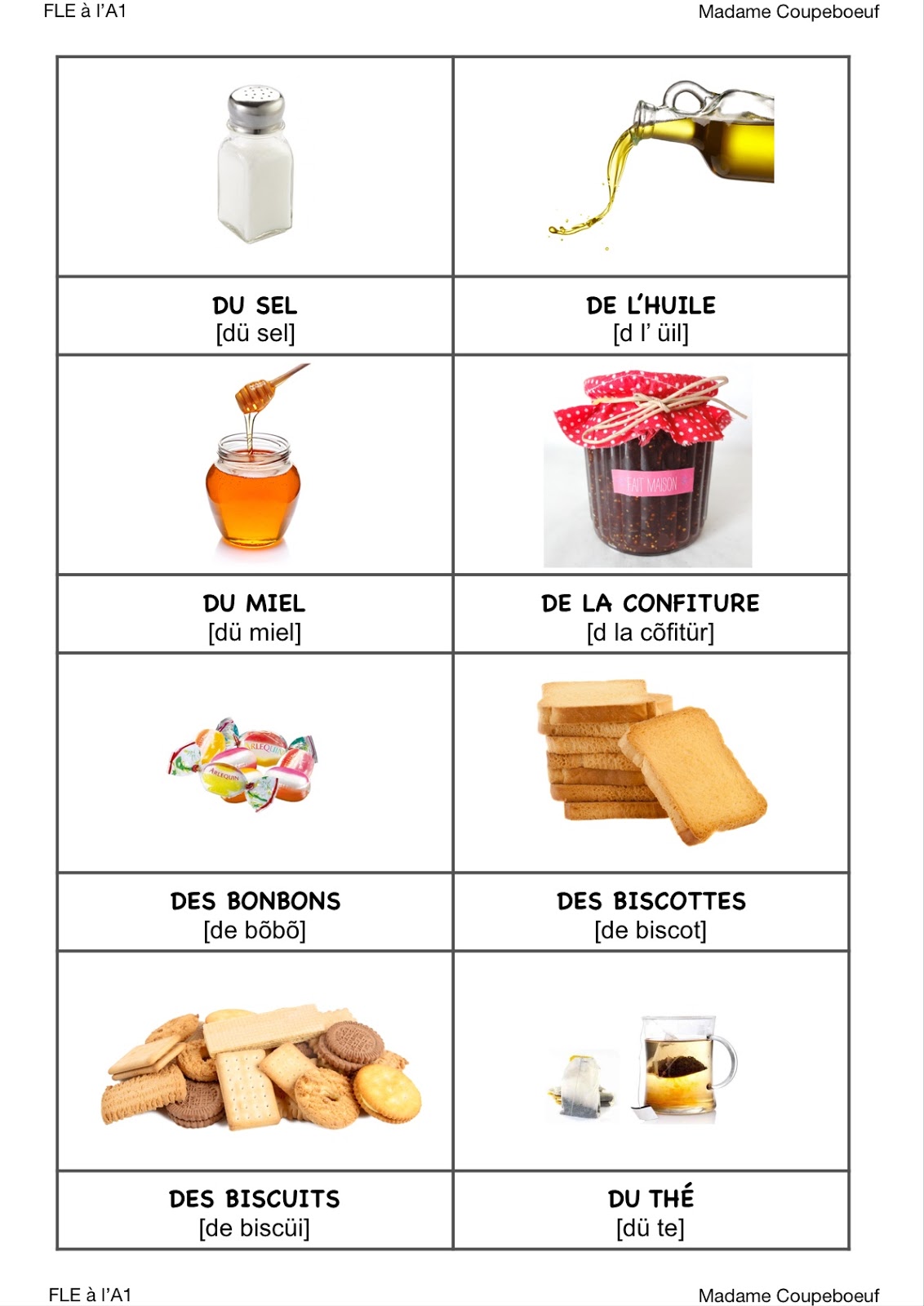 FLE À L'A1: Les quantités