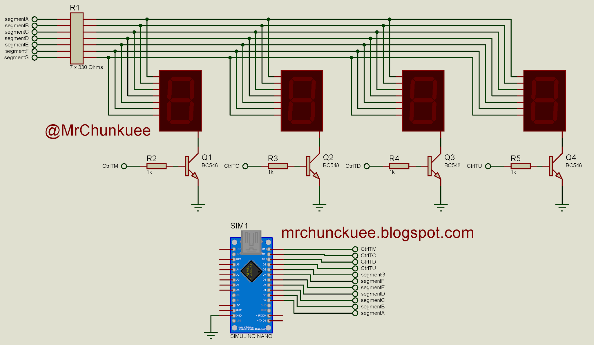 Arduino Nano: Control de display de 7 segmentos de cátodo común ...