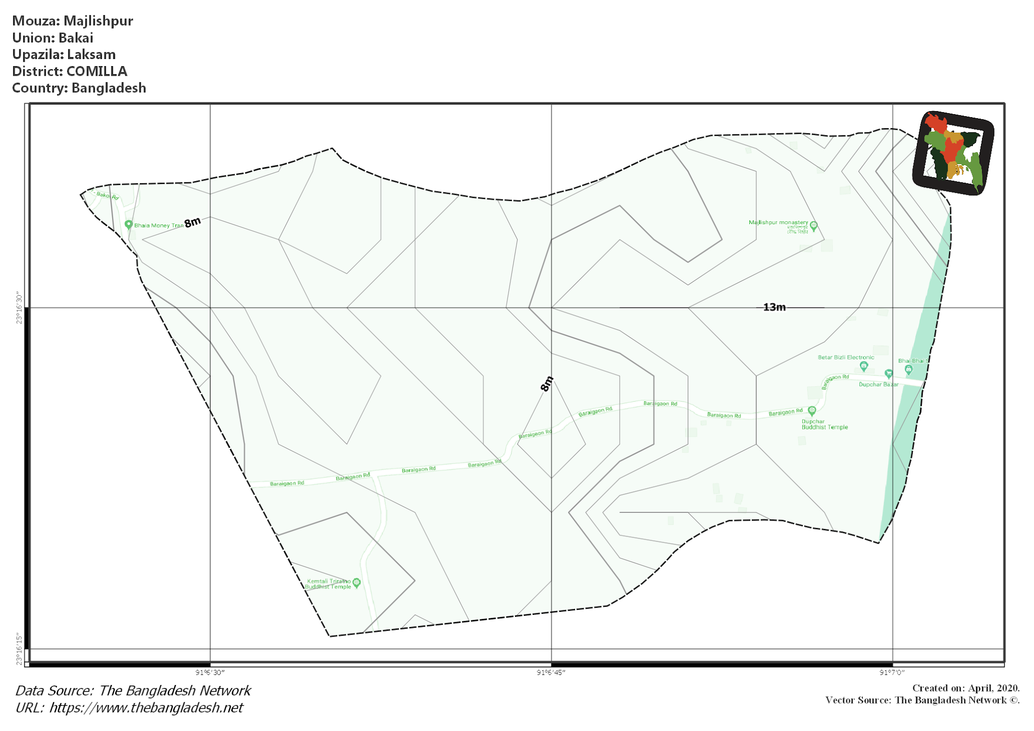 Map of Majlishpur Mouza, Laksam, Comilla