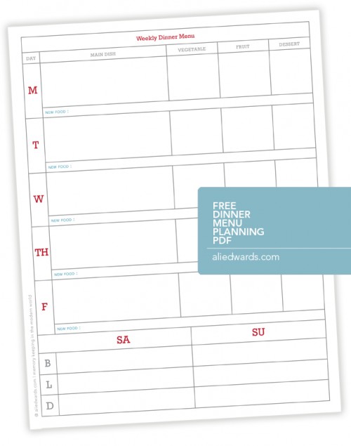 Free Printable Weekly Dinner Menu Planner Printables 4 Mom