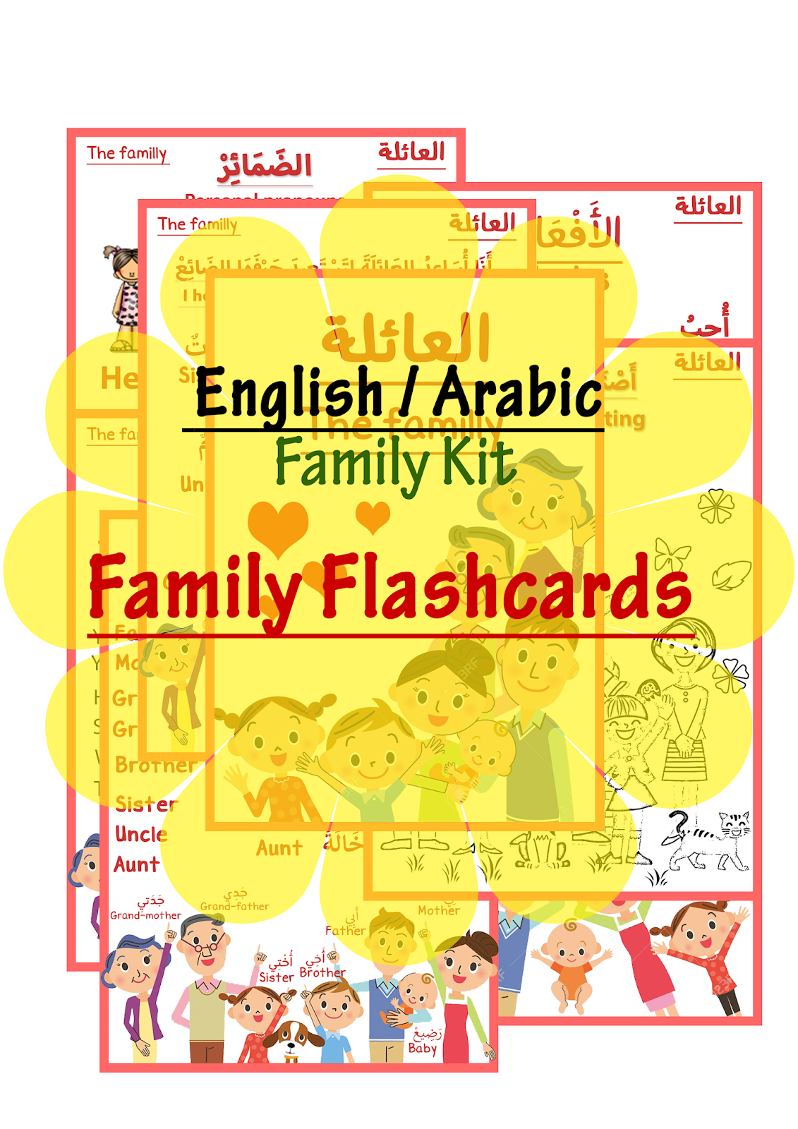 The English - Arabic Family flashcards