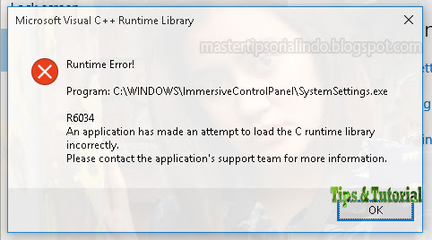 Memperbaiki Runtime Error R6034 di Windows 10/11 - Mastertipsorialindo