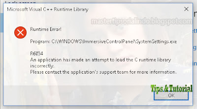 Memperbaiki Runtime Error R6034 di Windows 10/11 - Mastertipsorialindo