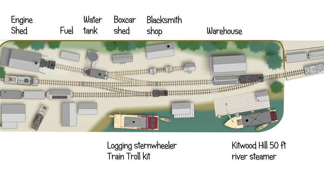 Trackplan doodles: Sloat Lumber Co. River Camp – an On30 switching layout