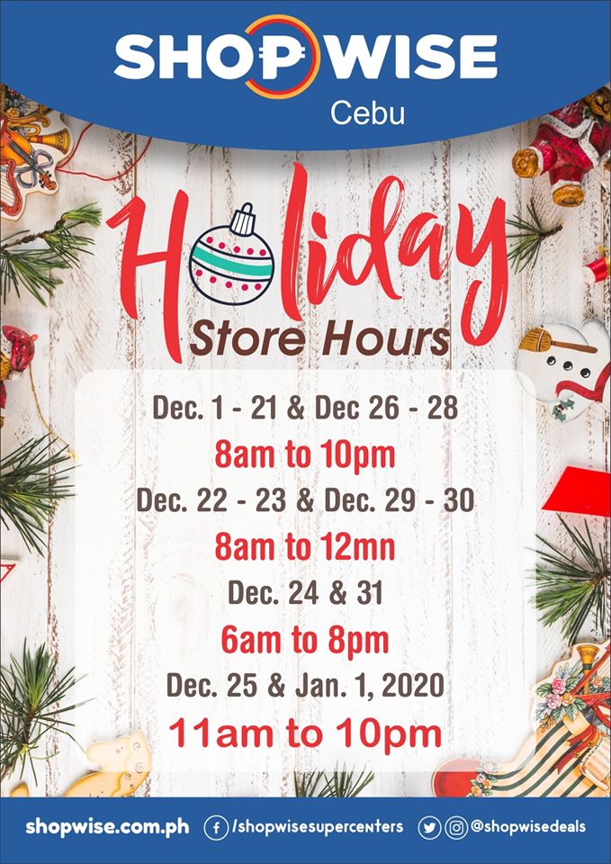 Manila Shopper: Holiday 2019 Schedule of Malls, Department Stores ...