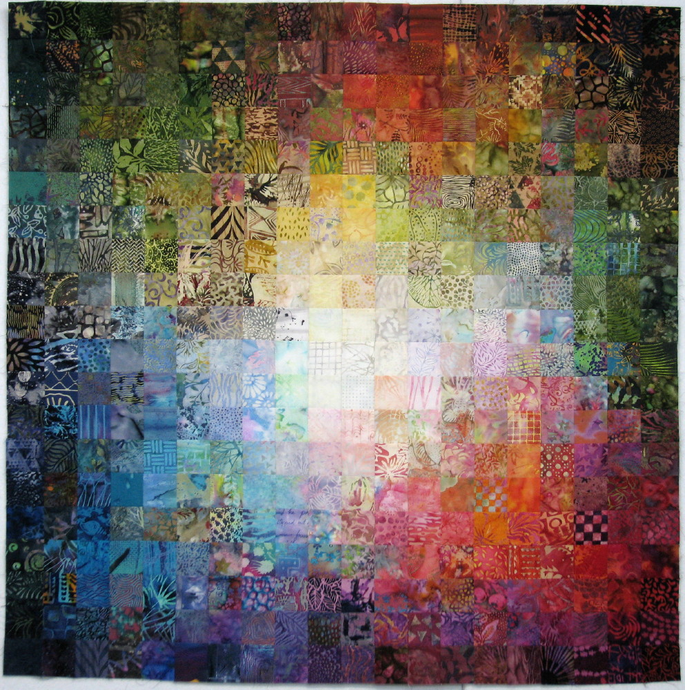 Exuberant Color : Another binding, cross seams, flowers......