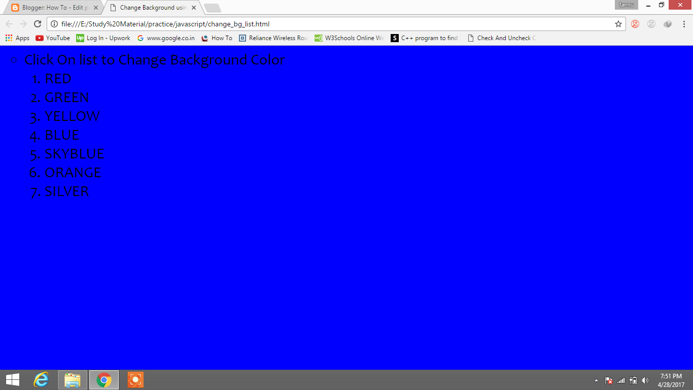write a java script to another background changer. it just take the ...