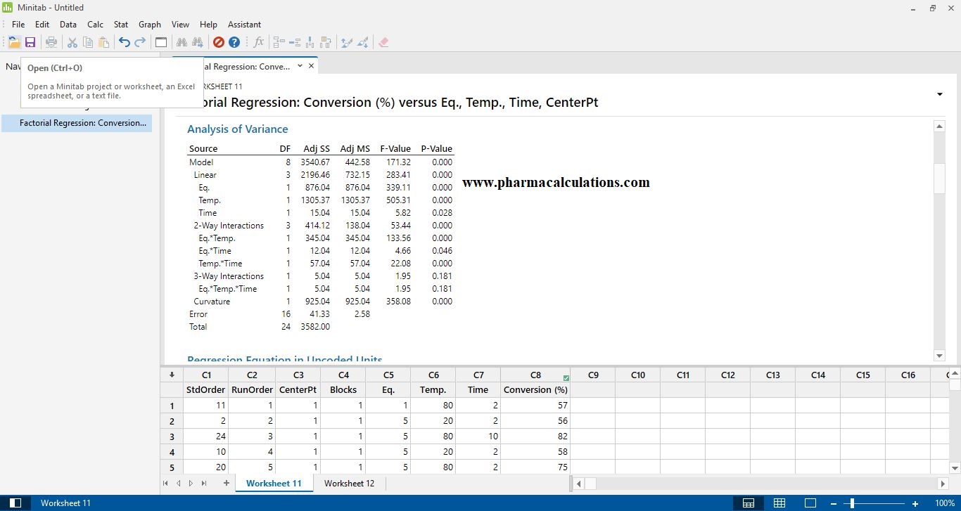 Design Of Experiments (DOE) in Minitab - Pharma Engineering