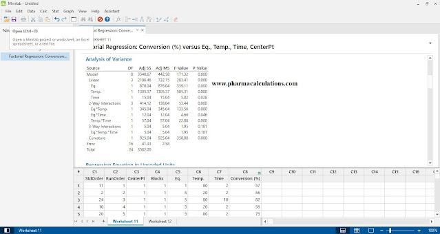 Design Of Experiments (DOE) in Minitab - Pharma Engineering