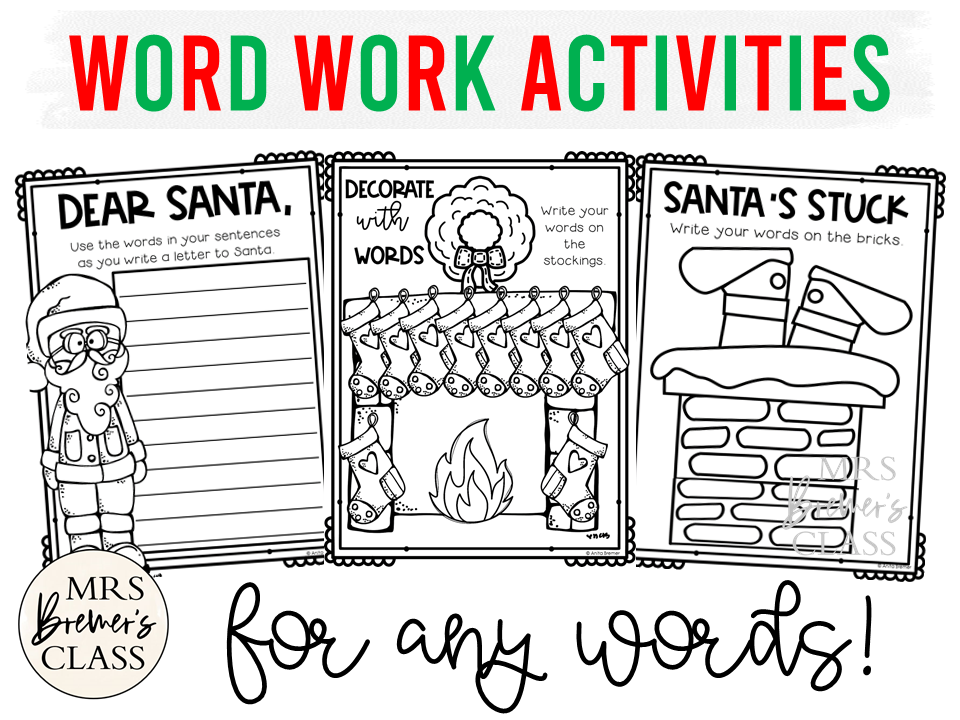 Spelling Practice Word Work Activities for ANY Words | Christmas ...