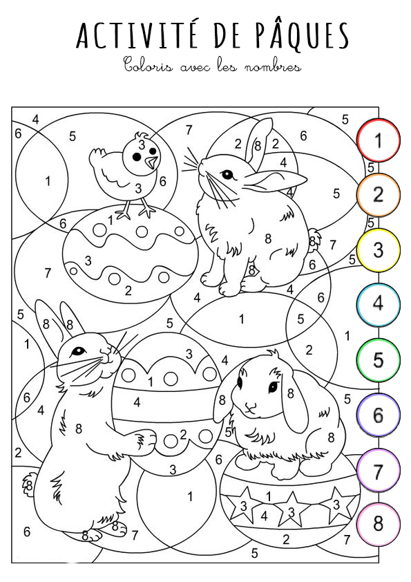 Activité : Coloriage par numéro de Pâques - Comptines et Belles Histoires