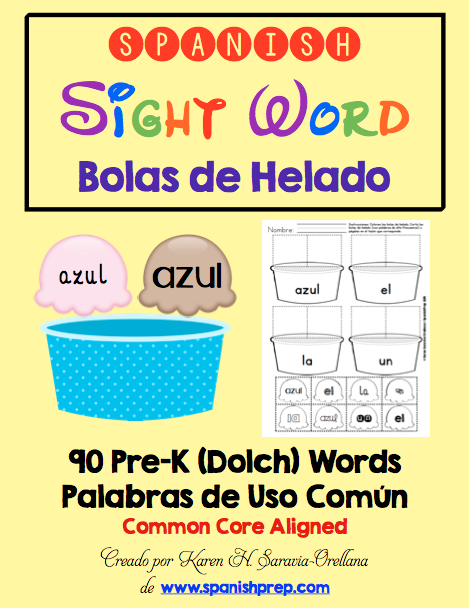 SpanishPrep Blog: I Scream for "Ice Cream" Sight Words