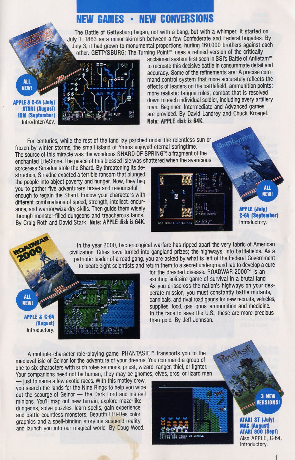 Gaming After 40: Cover to Cover: SSI Summer 1986 Catalog (cover - page 1)