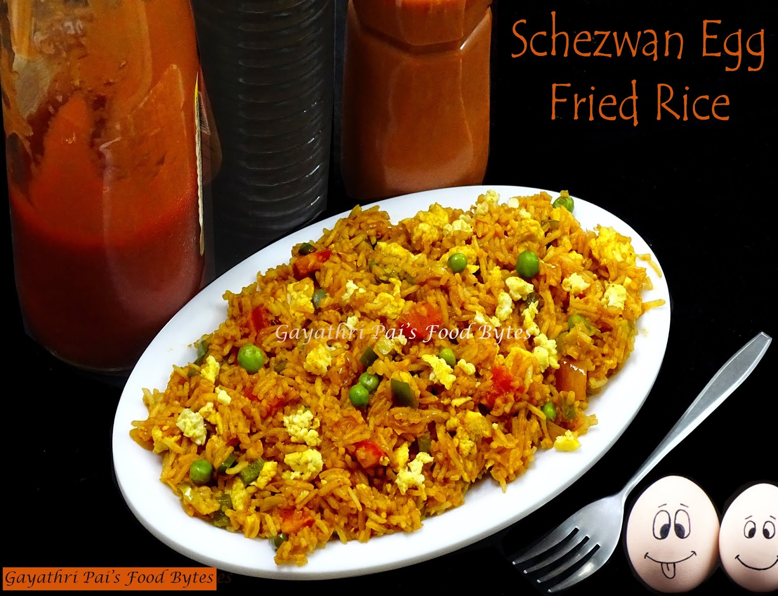 Gayathri Pai's Food Bytes: Schezwan Egg Fried Rice.