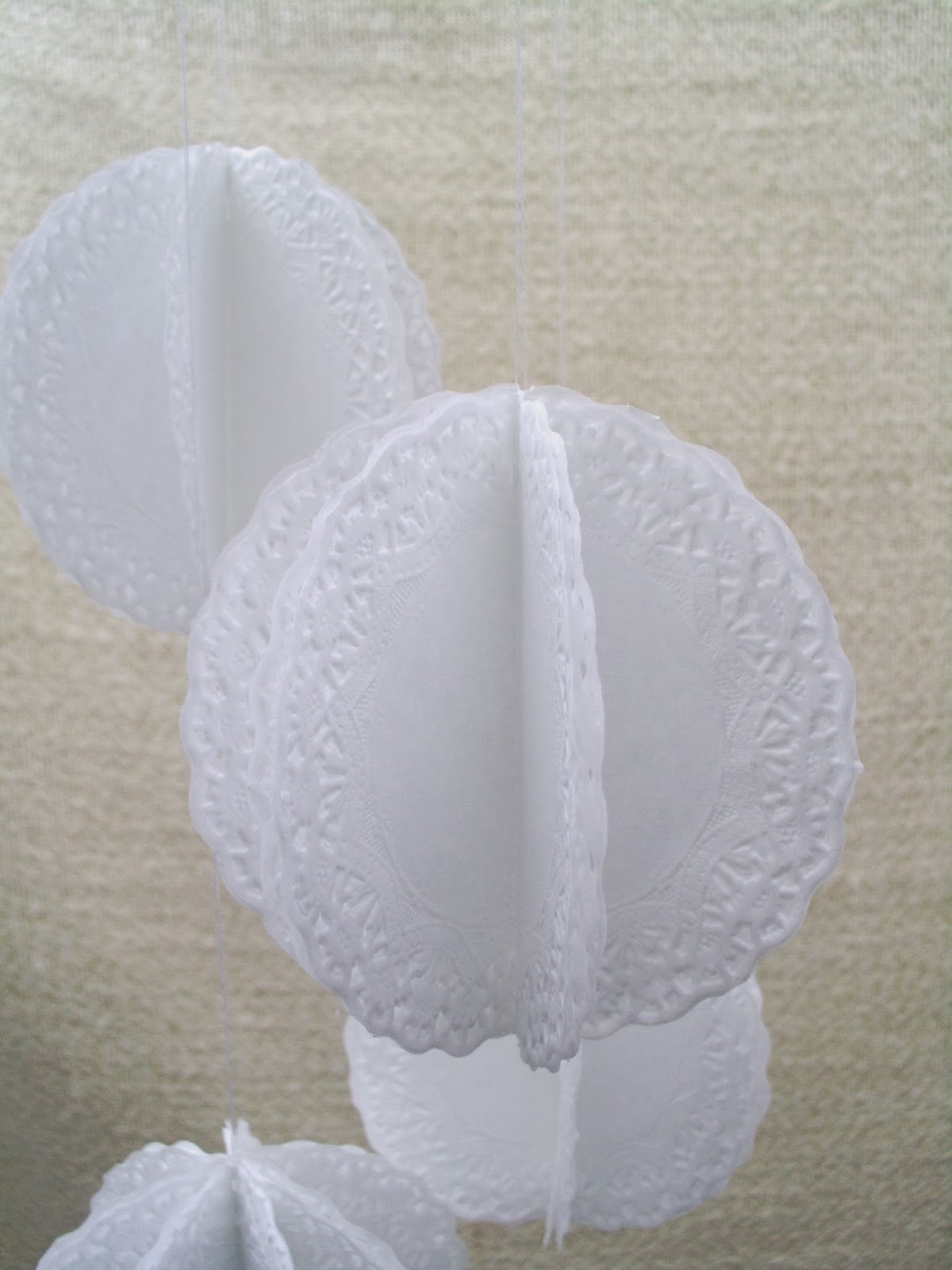 Handmade Paper-Heaven: Doily paper mobile hanging