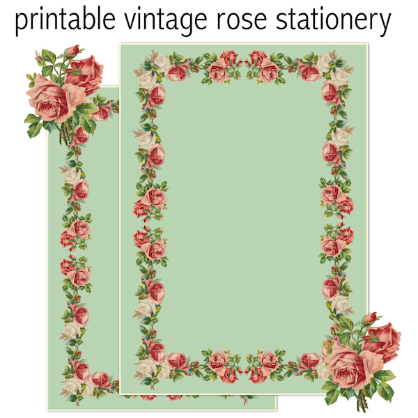 Free printable vintage rose stationery - ausdruckbares Briefpapier ...