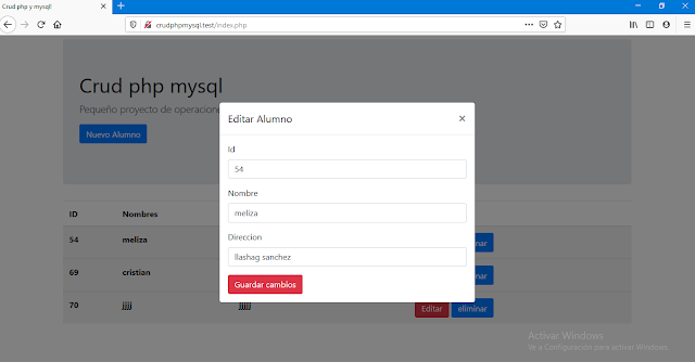 Realizar un crud con php y mysql bootstrap 4.4 jquery ~ Articulos de ...