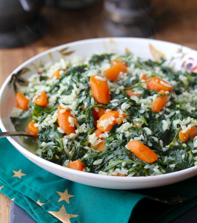 Carrot, Spinach, and Rice Stew | Karen's Kitchen Stories