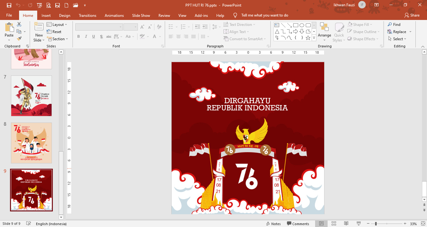 Template Powerpoint Poster Gambar Ucapan HUT RI Ke-76 | 2021 - SKETZHBOOK