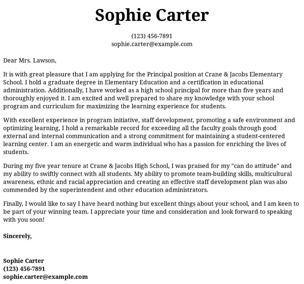 How To Write A Cover Letter For Assistant Principal - Design Talk