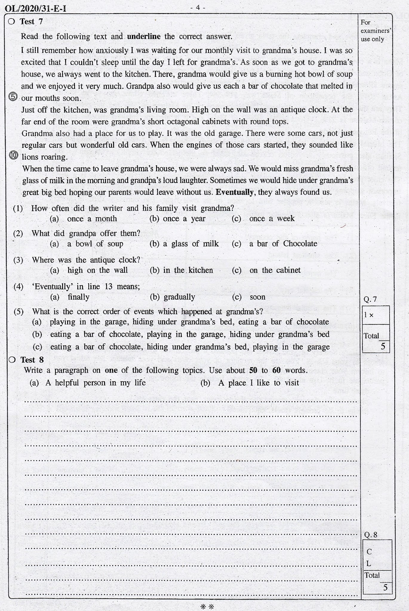 English Model Activities O/ L : OL 2020 NEW SYLLABUS ENGLISH PAPER