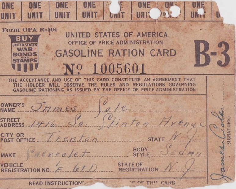 Broad Street Park Yesteryears: WWII Gas Rationing