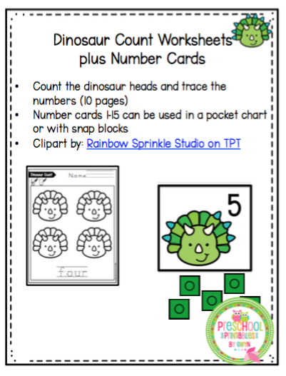 Dinosaur Tracing Number Worksheets ~ Preschool Printables