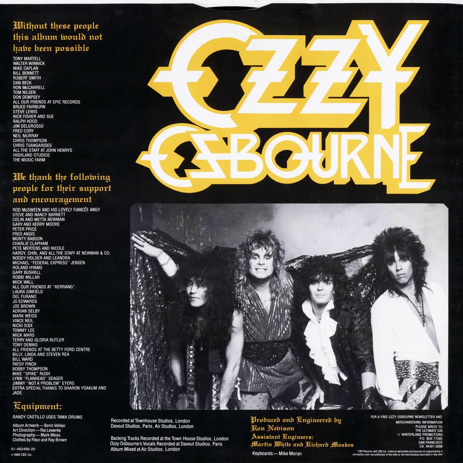 1986 The Ultimate Sin - Ozzy Osbourne - Rockronología