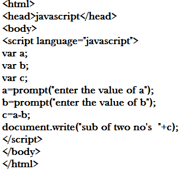 information about web designing: Subtraction using prompt in javascript