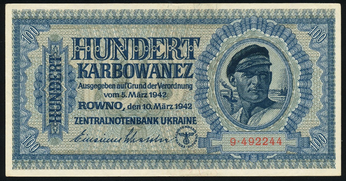 Ukrainian banknotes 100 Karbowanez note of 1942 Rowno|World Banknotes ...
