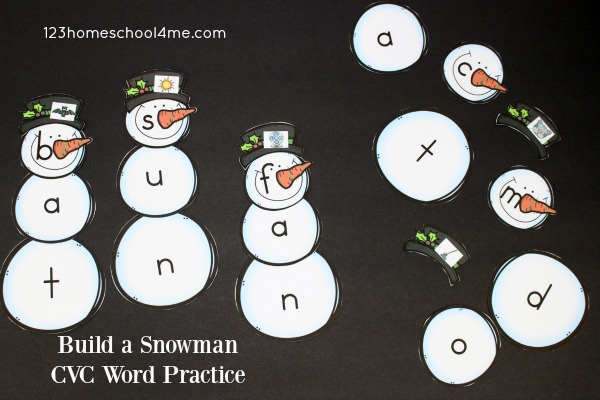 FREE Build a Snowman CVC Words Practice | Living Life Intentionally ...