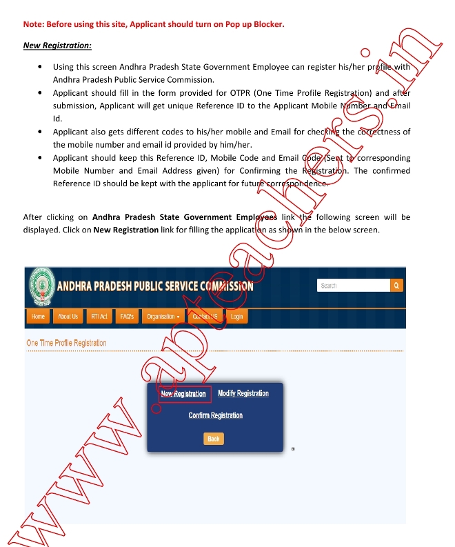 Departmental Test OTPR One Time Profile Registration User Manual ...