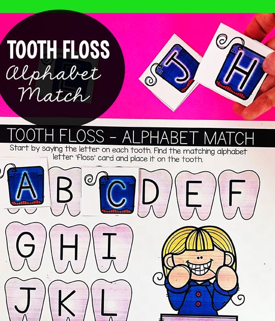 Tooth Floss Alphabet Matching | Totschooling - Toddler, Preschool ...