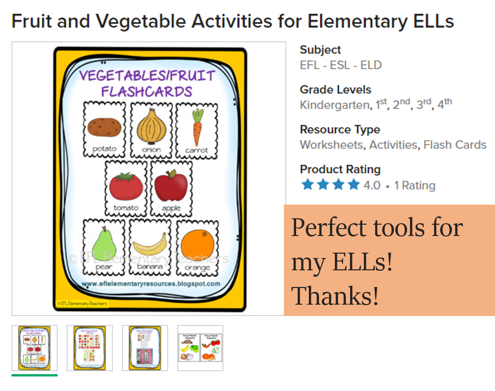 EFL Elementary Teachers: Fruit and Vegetable Theme