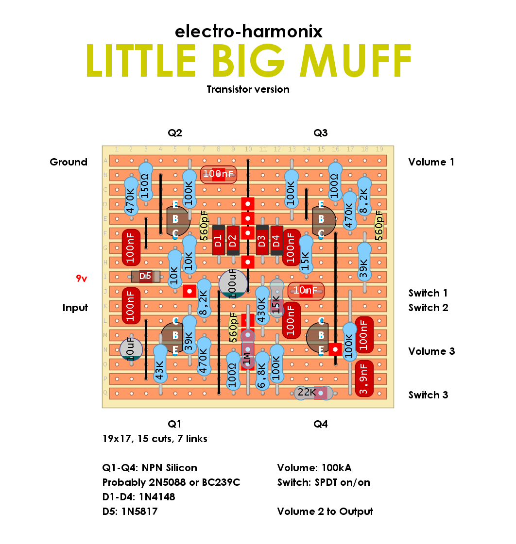 Dirtbox Layouts: Electro Harmonix Little Big Muff - transistor version