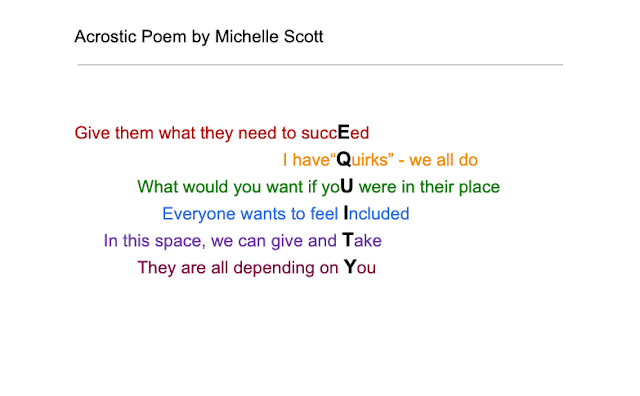 Mme Scott's Junior Class : Acrostic poem about learning/teaching with a ...