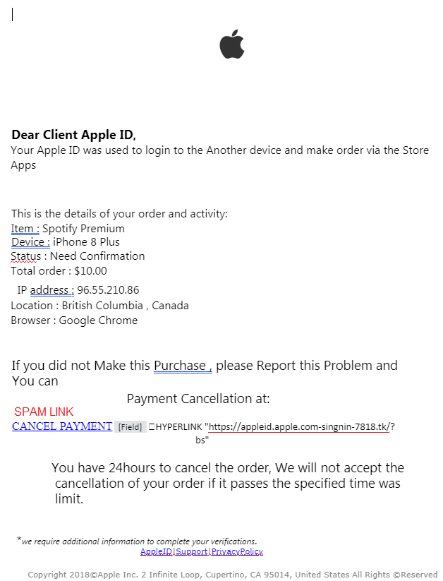 Metadata Consulting [dot] ca: Apple Phishing Email - [ New Transaction ...