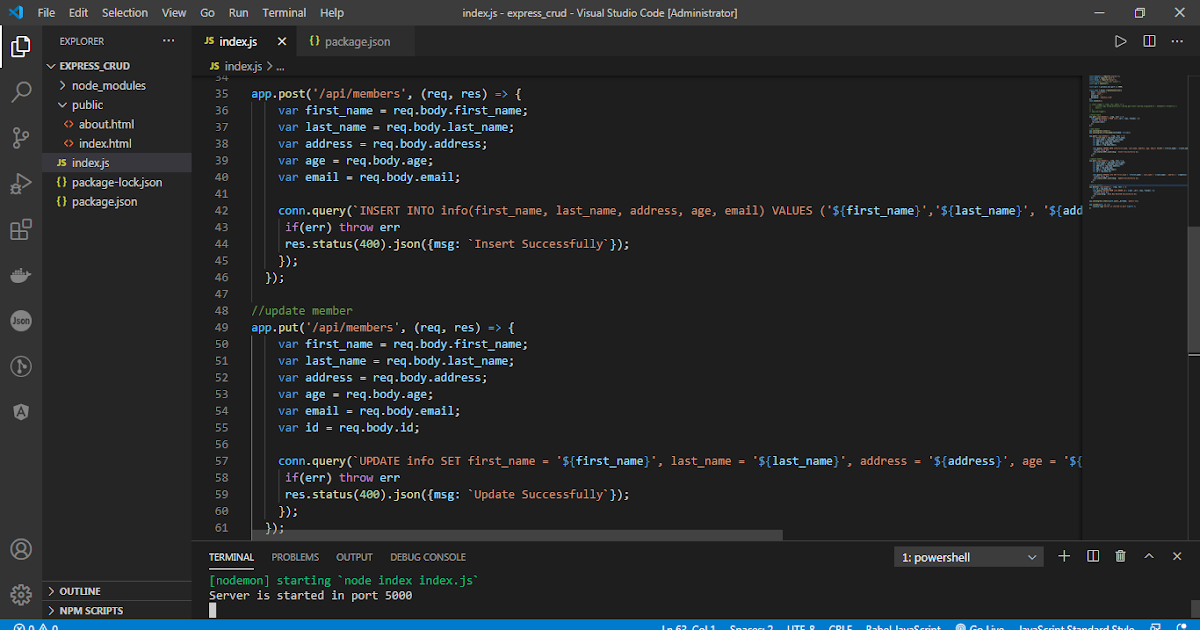 CRUD using Express.js and Mysql Database