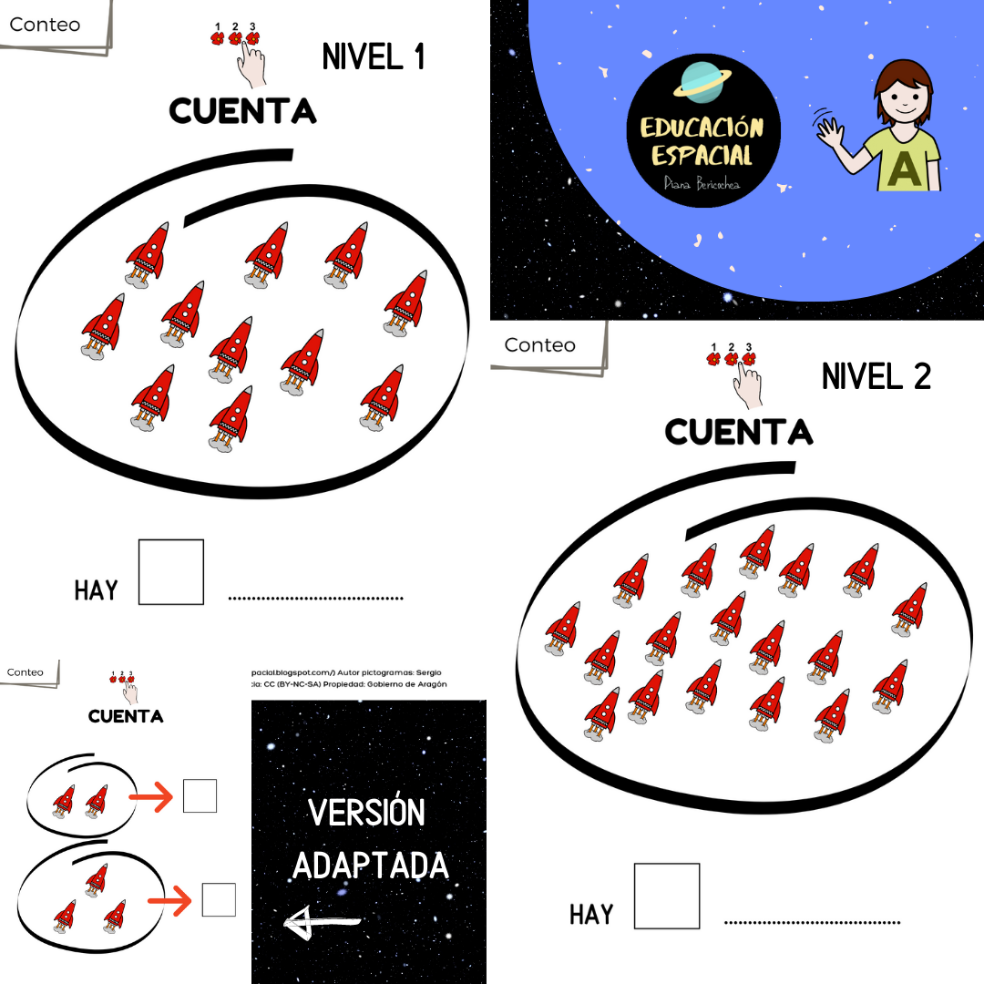 Cuadernillo de matemáticas proyecto "El espacio" (3 versiones)