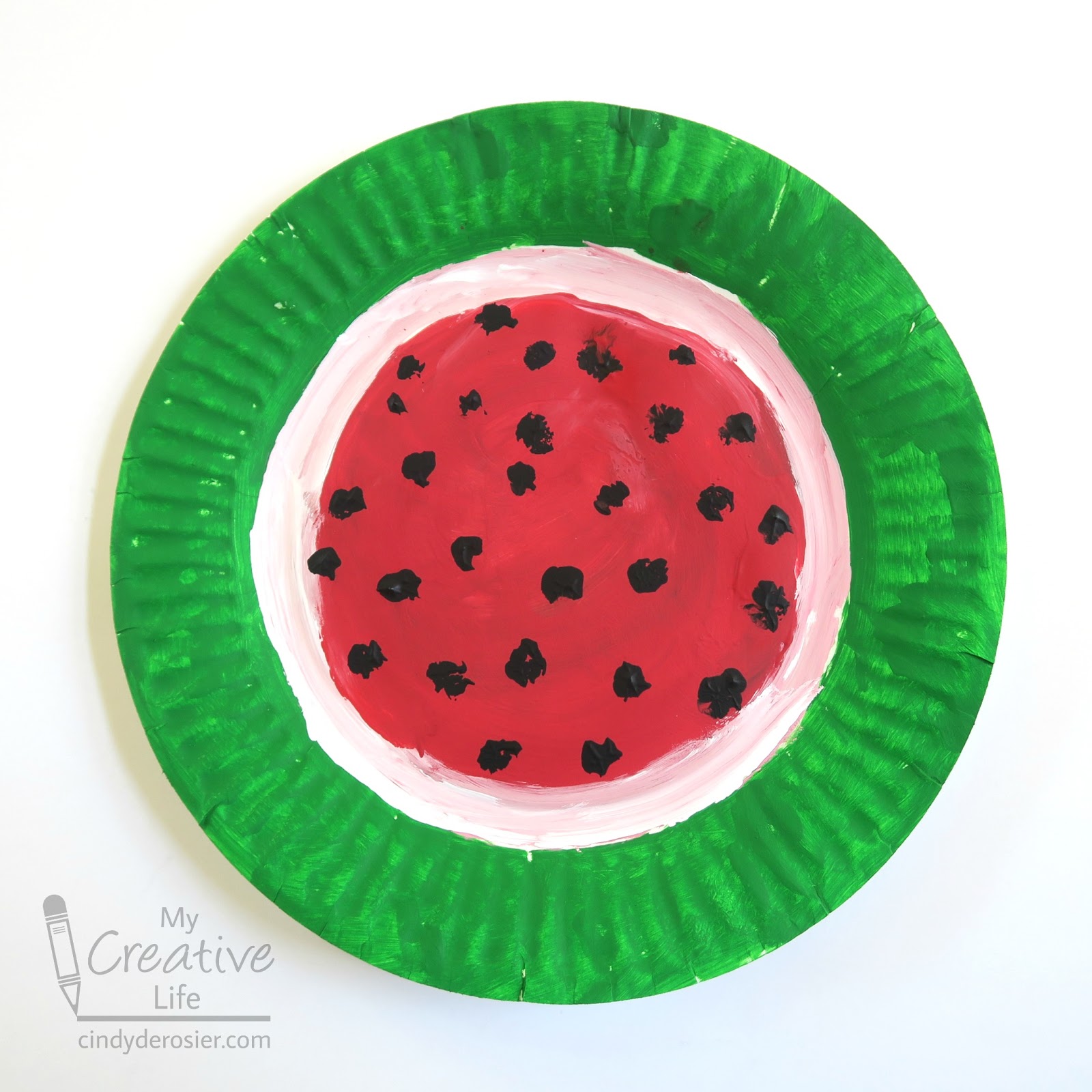 Cindy deRosier: My Creative Life: Fingerpaint Watermelon Paper Plate Wreath