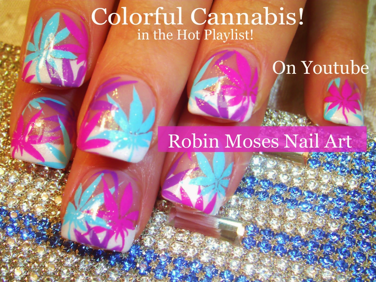 Nail Art by Robin Moses: Super Cute Rainbow Pot leaf nails !!! Cute 420 ...