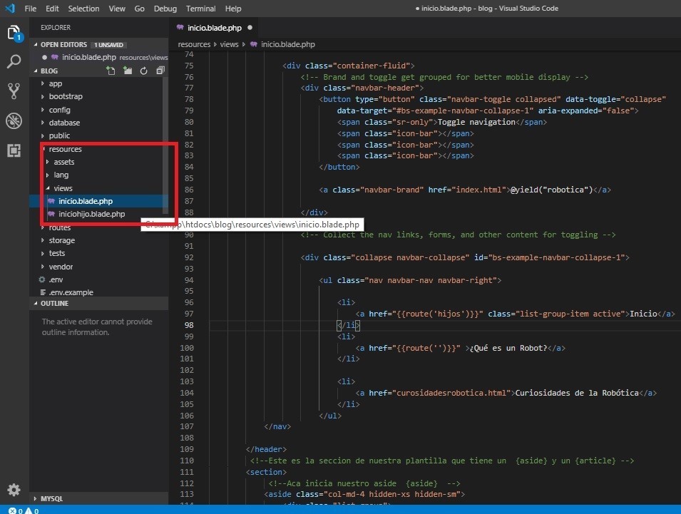 Plantillas blade en laravel.: Motor de plantillas blade en nuestra ...
