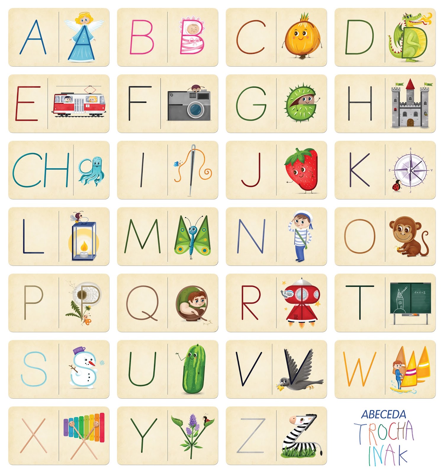 Alzbeta Kovacova Illustration: Abeceda trocha inak - kartičky