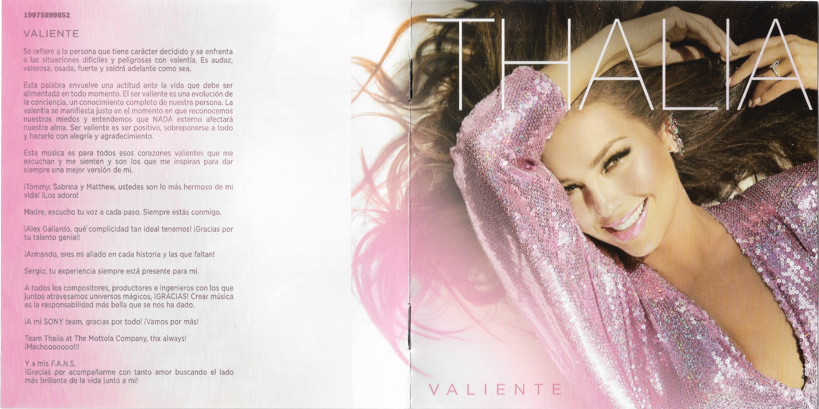 Encarte: Thalía - Valiente - Encartes Pop