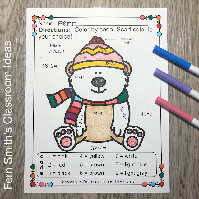 Are You Ready for Some New Winter Multiplication and Division Color By ...